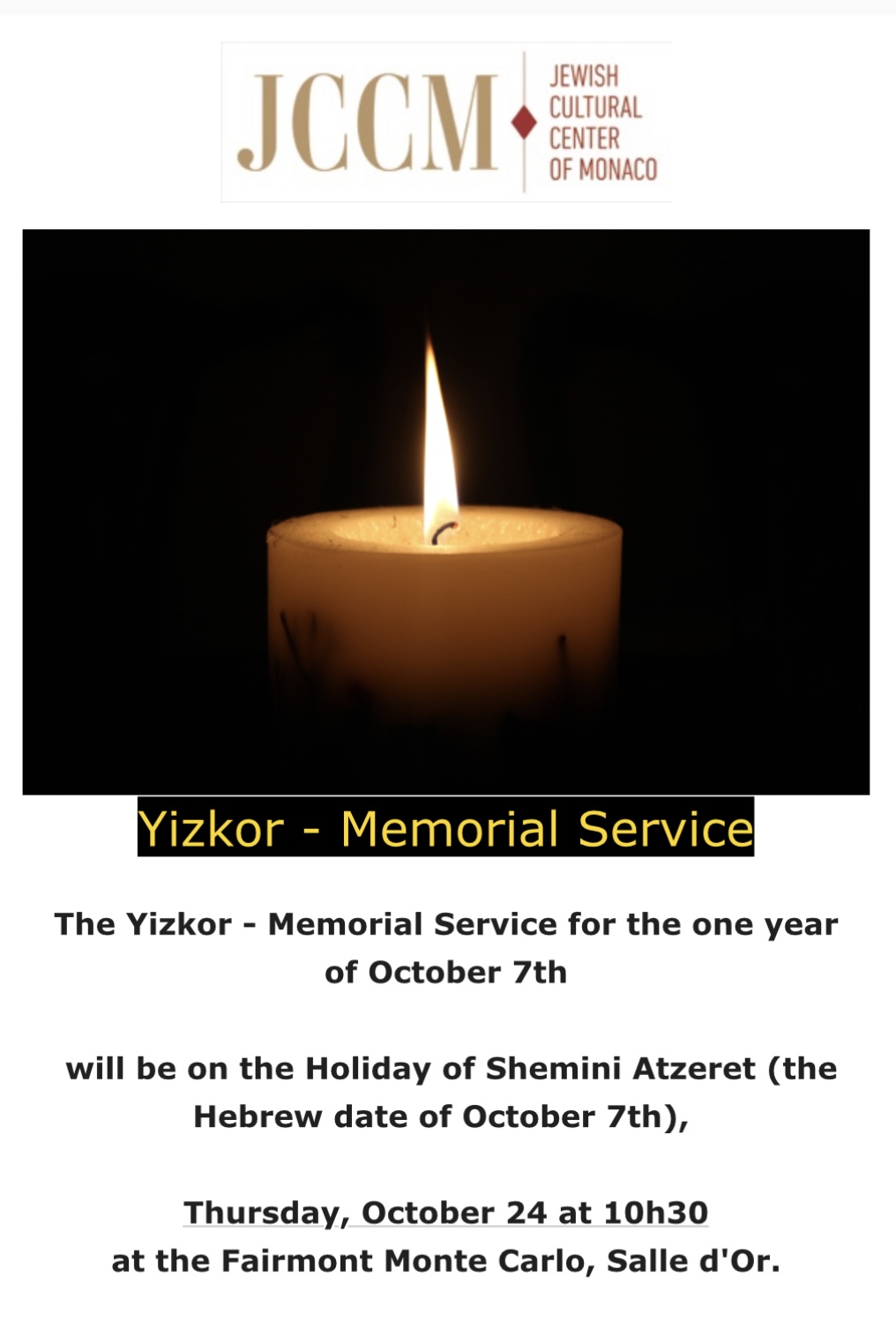 Yizkor - Memorial Service for October 7th - JCCM - Jewish Cultural ...